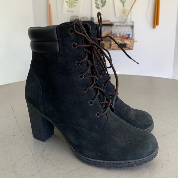 Timberland | Shoes | Timberland Tillson Black Leather Suede Heeled Boot ...